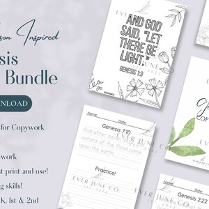 Genesis Bible Verse Copywork Bundle 1, 1st Grade, 2nd Grade, Homeschool ...