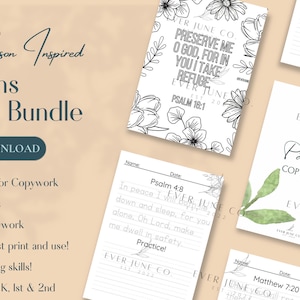Psalms Bible Verse Copywork Bundle 1, 1st Grade, 2nd Grade, Homeschool ...