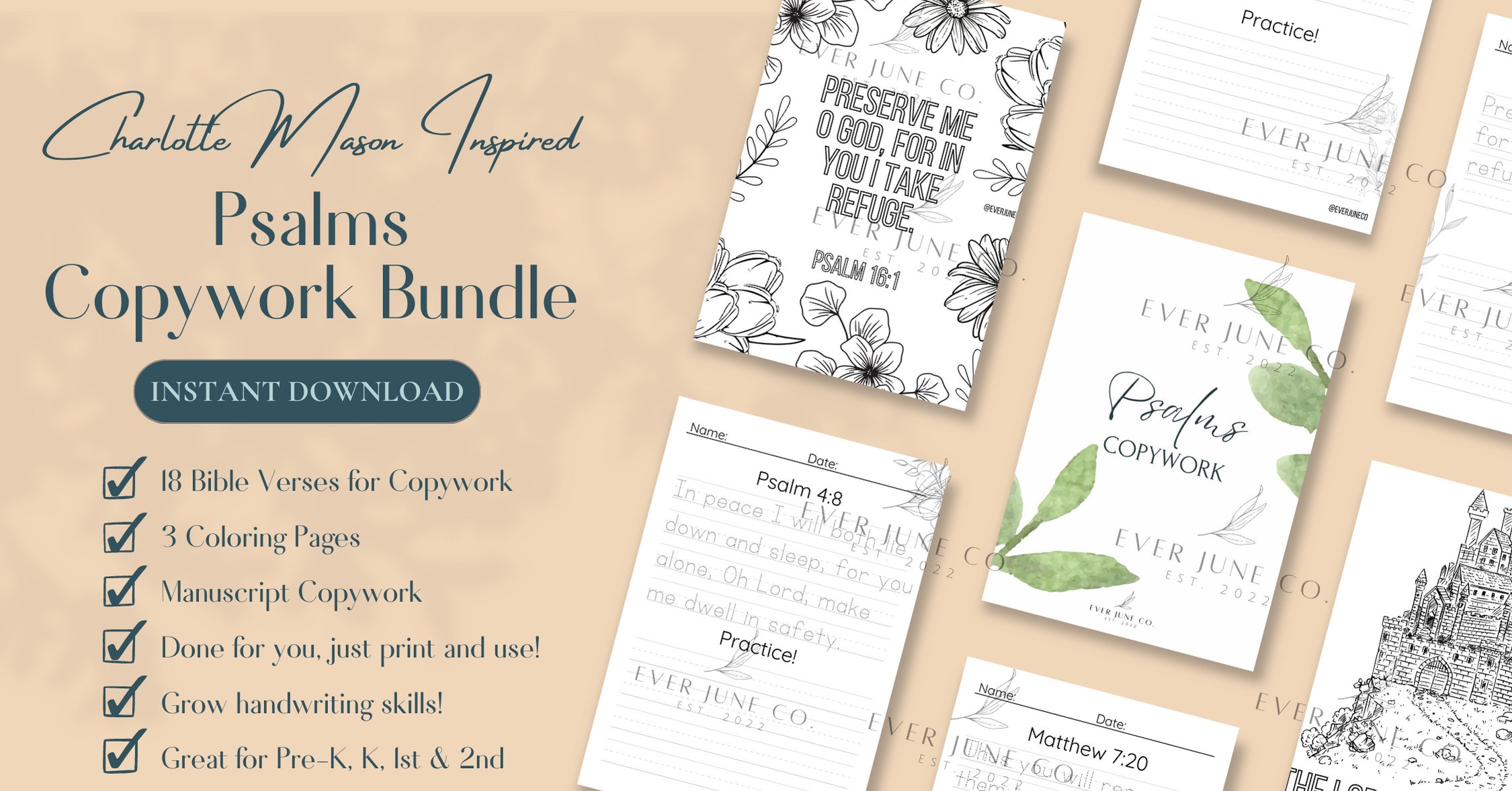 Psalms Bible Verse Copywork Bundle 1, 1st Grade, 2nd Grade, Homeschool ...