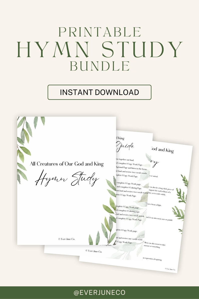 All Creatures of Our God and King Hymn Study, Homeschool Hymn Study ...