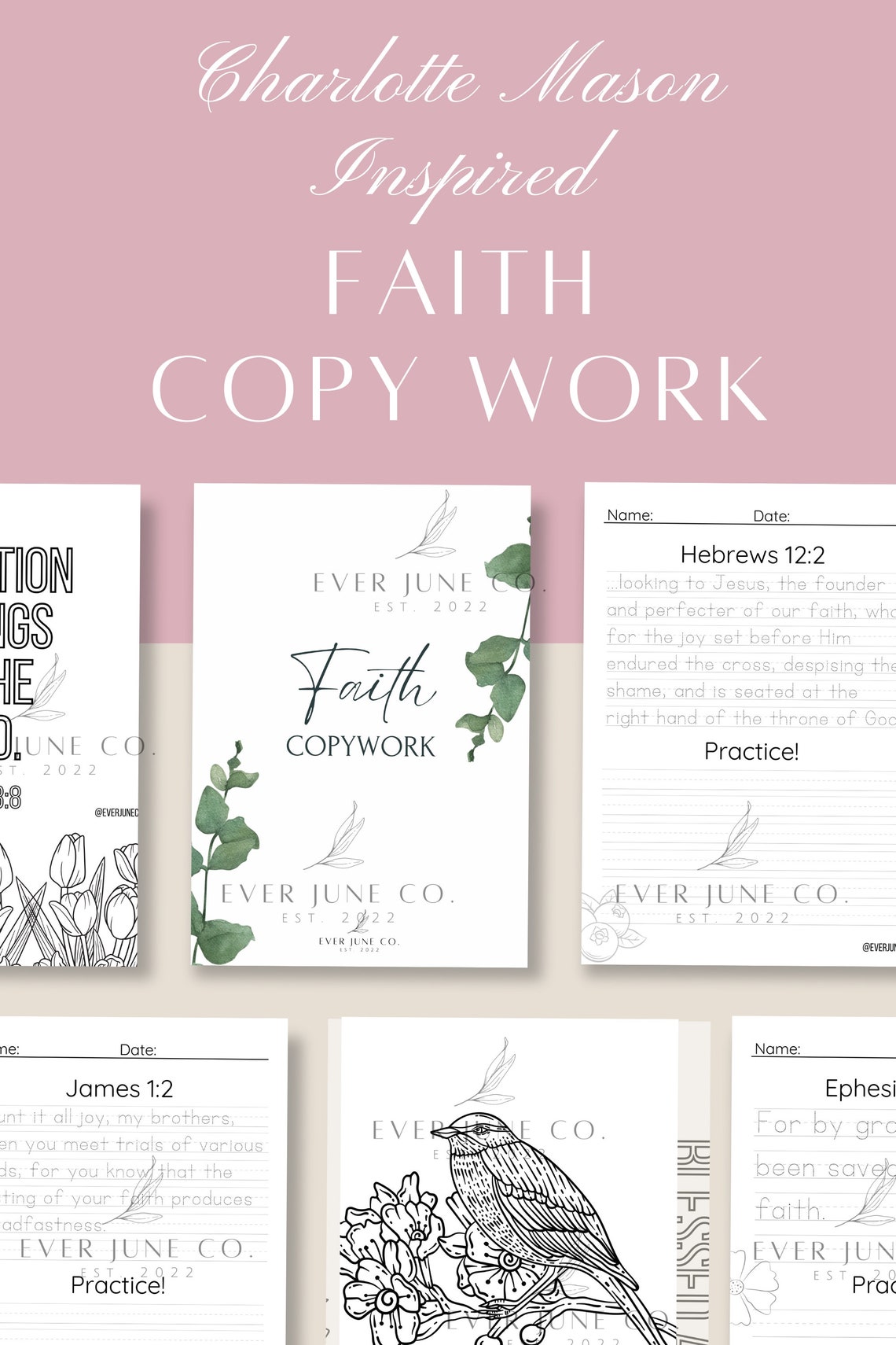 Faith Bible Verse Copywork Bundle, 1st Grade, 2nd, 3rd, 4th, Homeschool ...