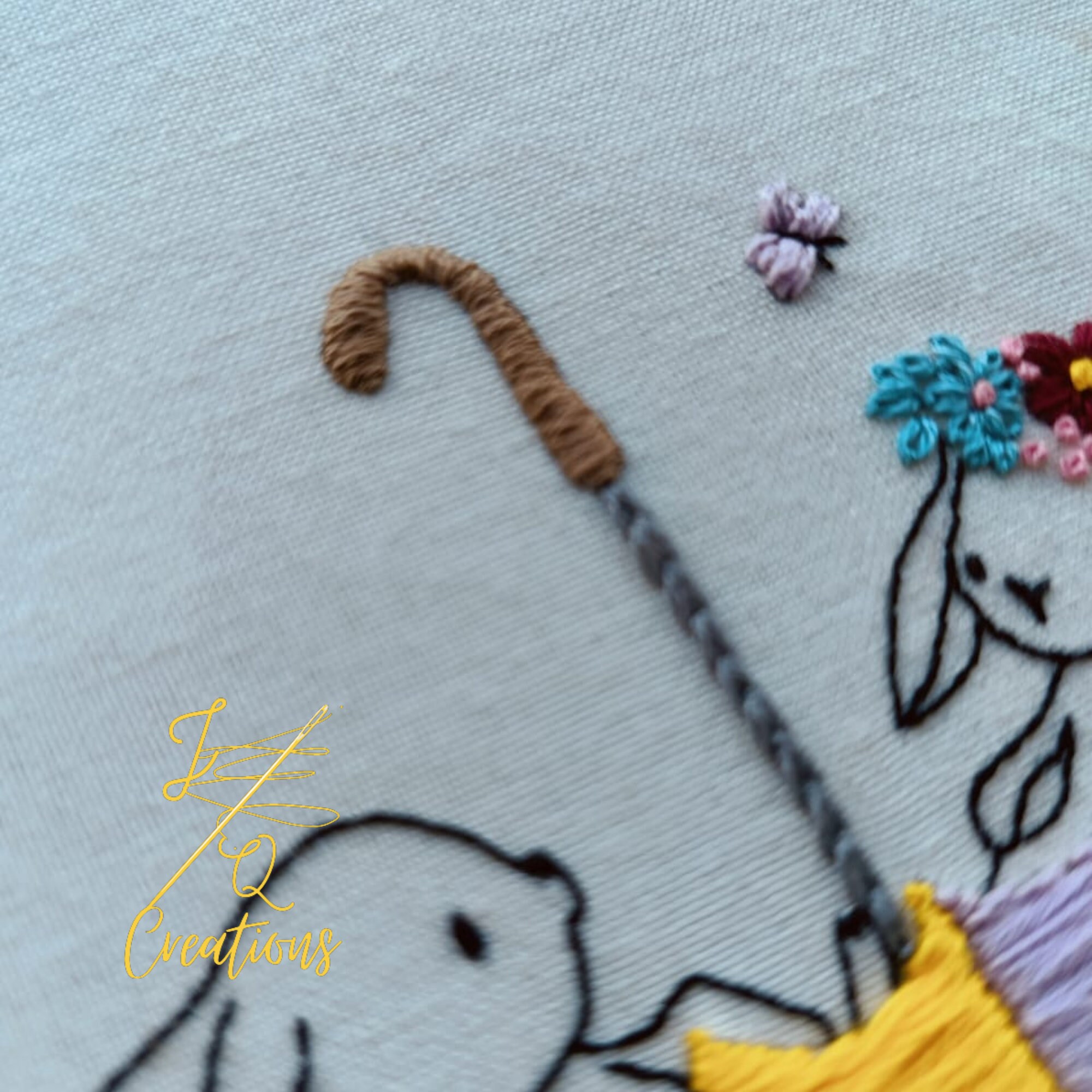 Cute Easter Hand Embroidery Pattern Bunnies in the Umbrella With Photo ...