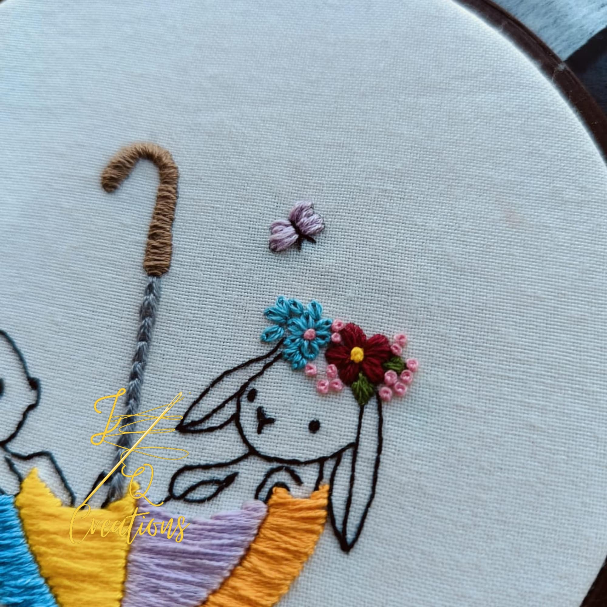 Cute Easter Hand Embroidery Pattern Bunnies in the Umbrella With Photo ...