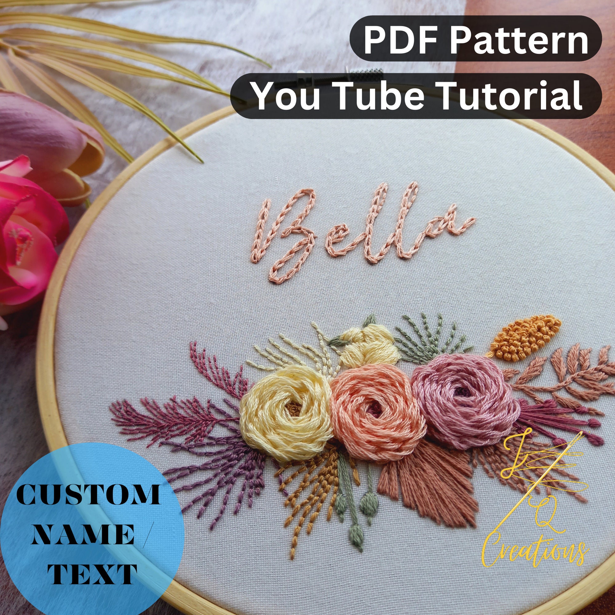 Personalized Embroidery Pattern , Beginner Embroidery PDF Pattern ...