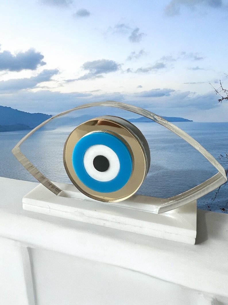 Handmade Acrylic Evil Eye Charm: Gold Accent Home Decor - Etsy Australia