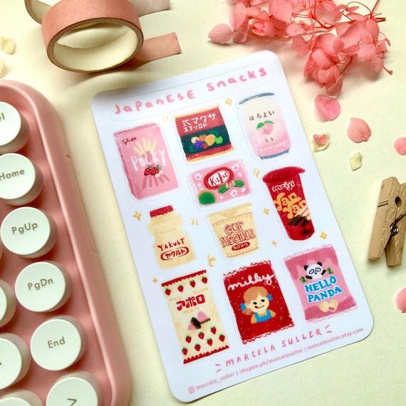 Stickers Paper, Party & Kids Kiss Cut Cute Illustrated Conbini Snacks ...
