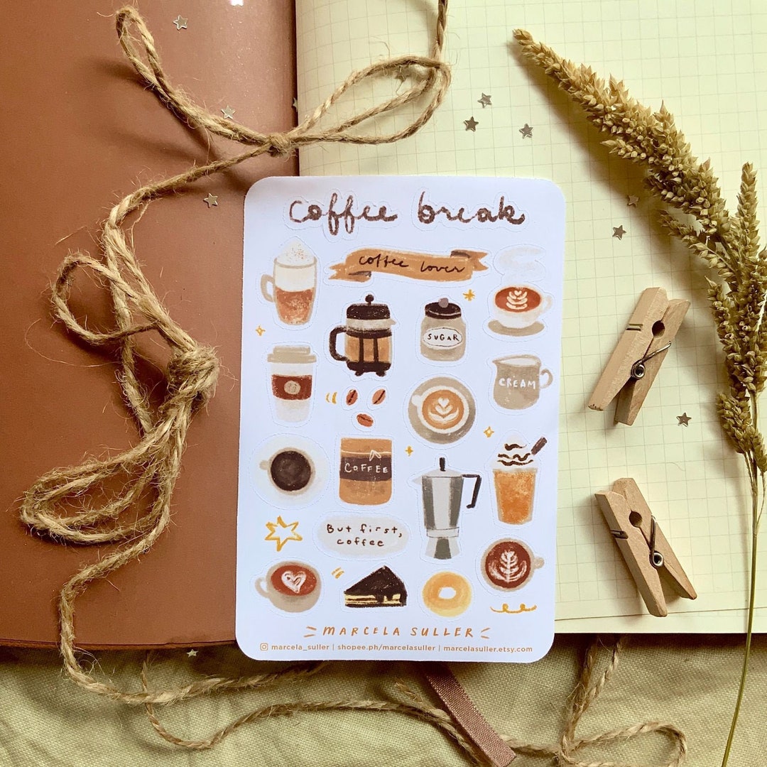 Coffee Break Stickers - Aesthetic Coffee Stickers, Cozy Cafe Stickers ...