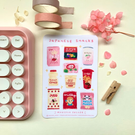 Stickers Paper, Party & Kids Kiss Cut Cute Illustrated Conbini Snacks ...