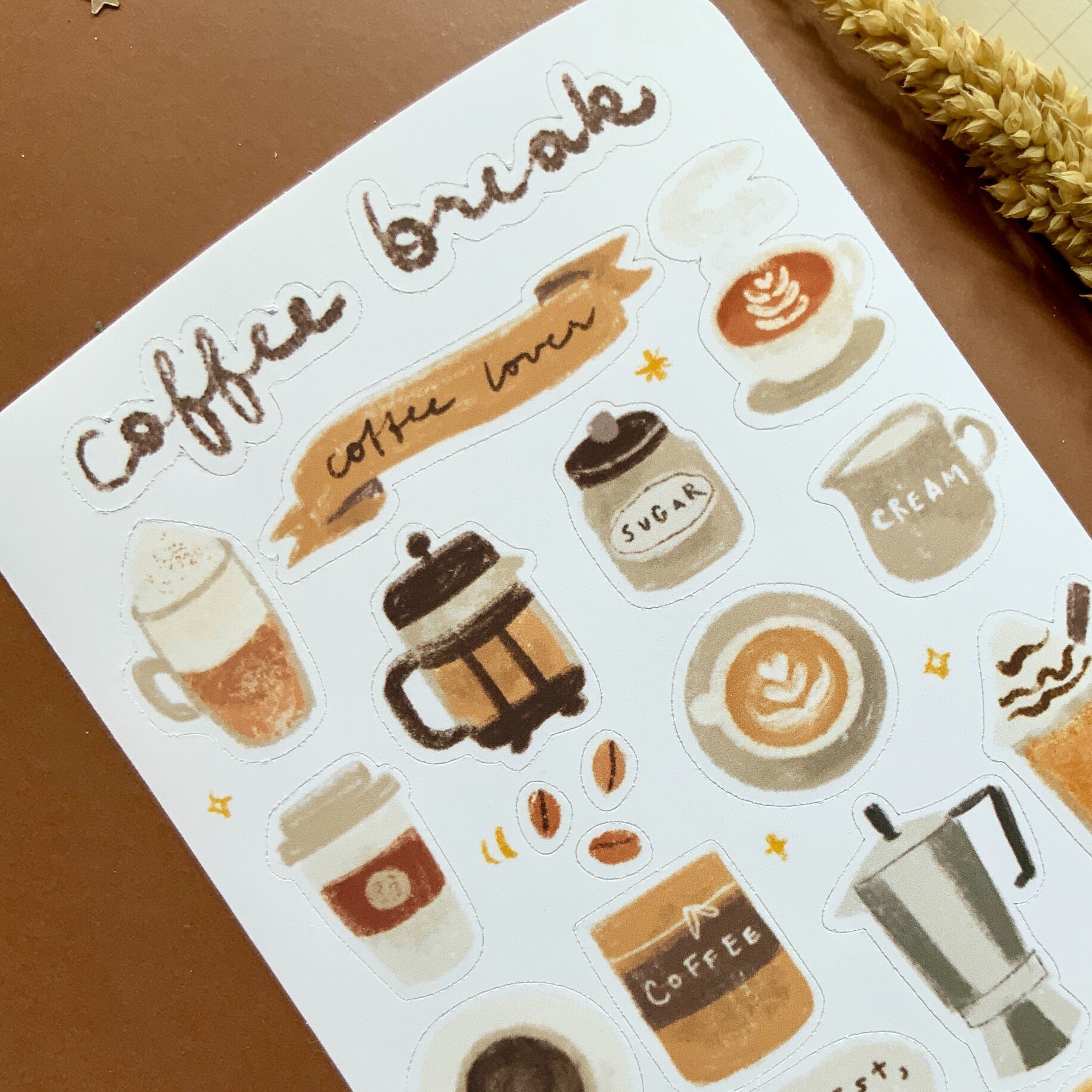 Coffee Break Stickers Aesthetic Latte Stickers Cozy Cafe | Etsy