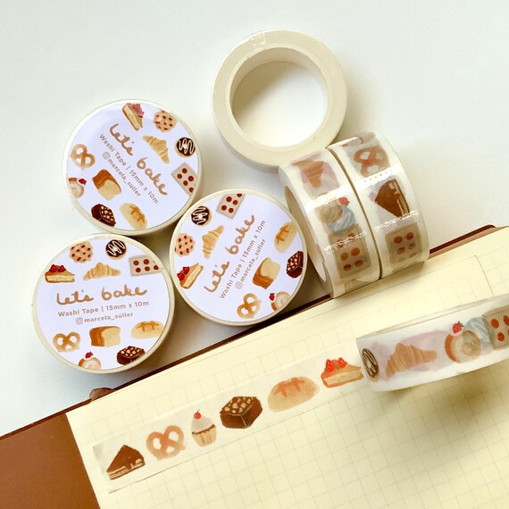 Bread and Pastries Washi Tape Cute Washi Tape Bakery Cake Croissant Cupcake Donut Pie Cookie Baking Washi Tape Etsy UK