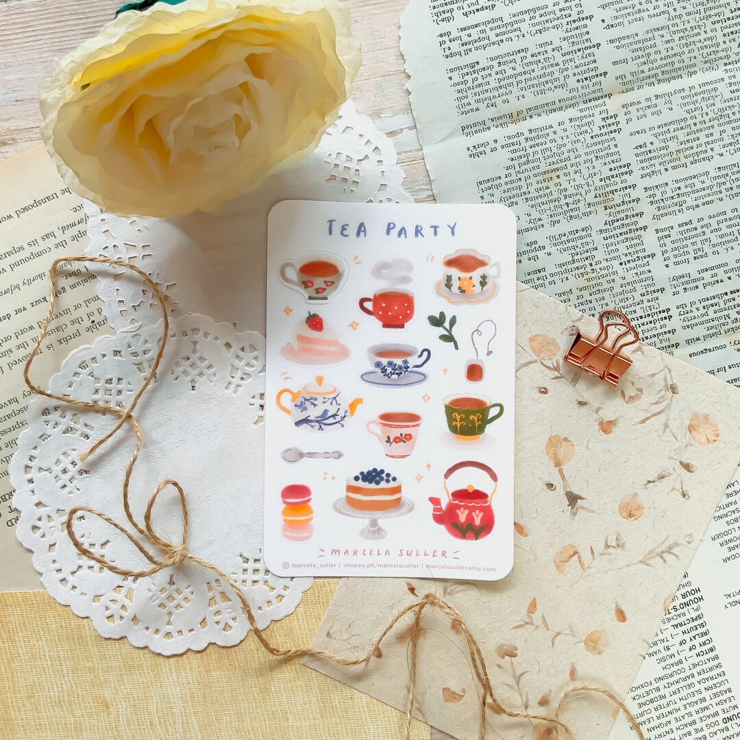 Tea Party Stickers - Aesthetic Stickers, Cozy Cafe Stickers, Tea ...