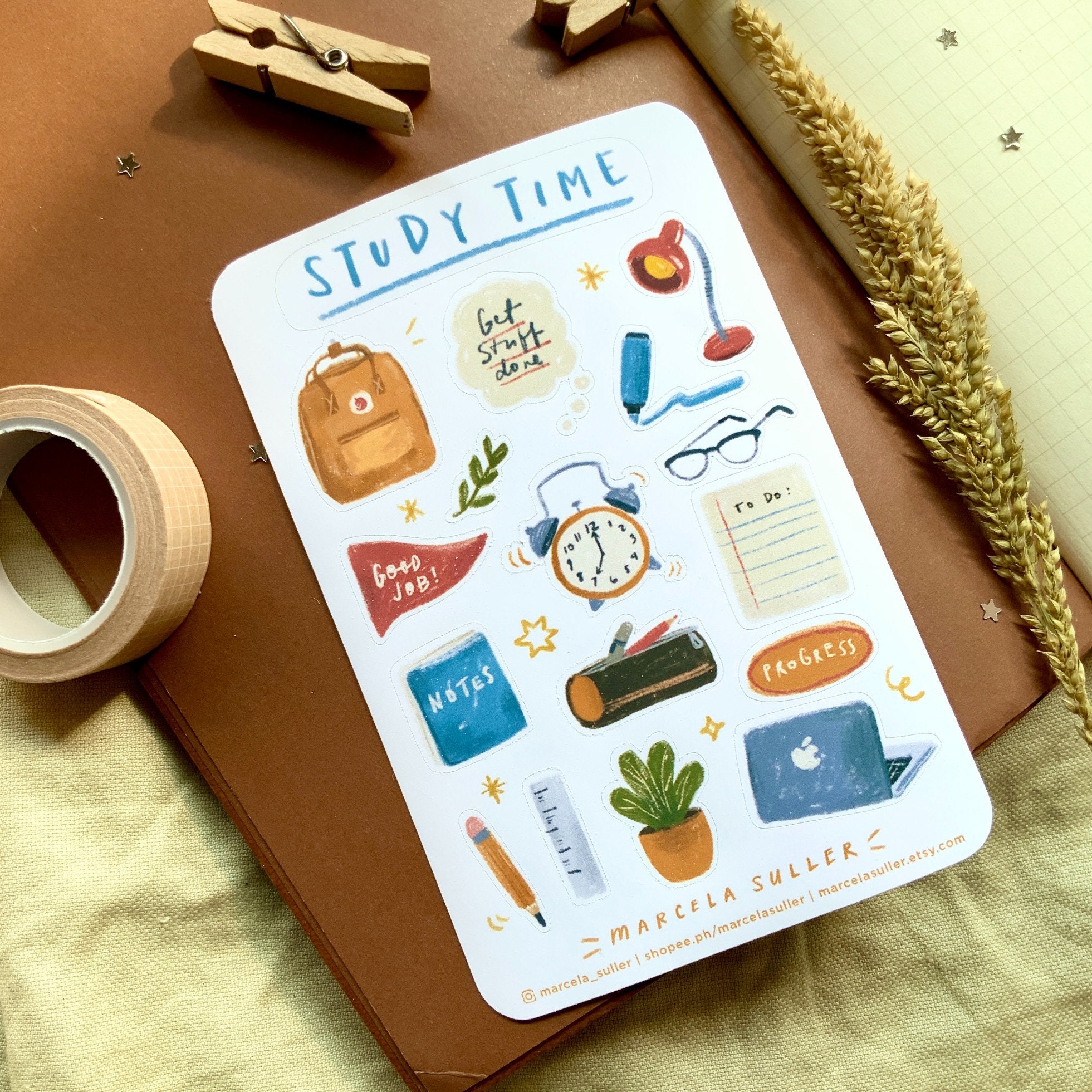 Study Time Stickers Dark Academia Sticker Journal Stickers - Etsy