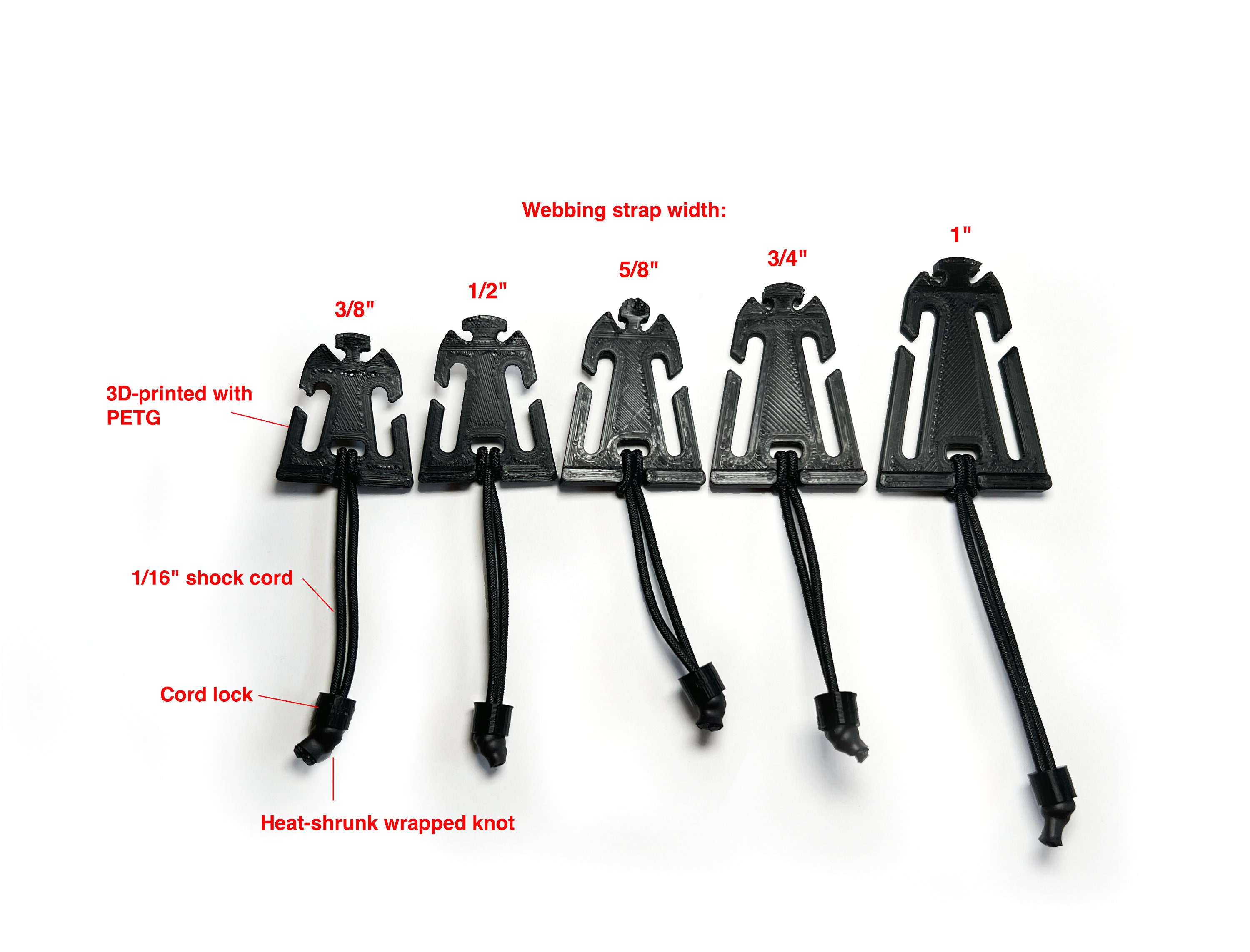 Backpack Webbing Strap Keeper Web Dominator in Multiple Sizes (for 3/8 ...