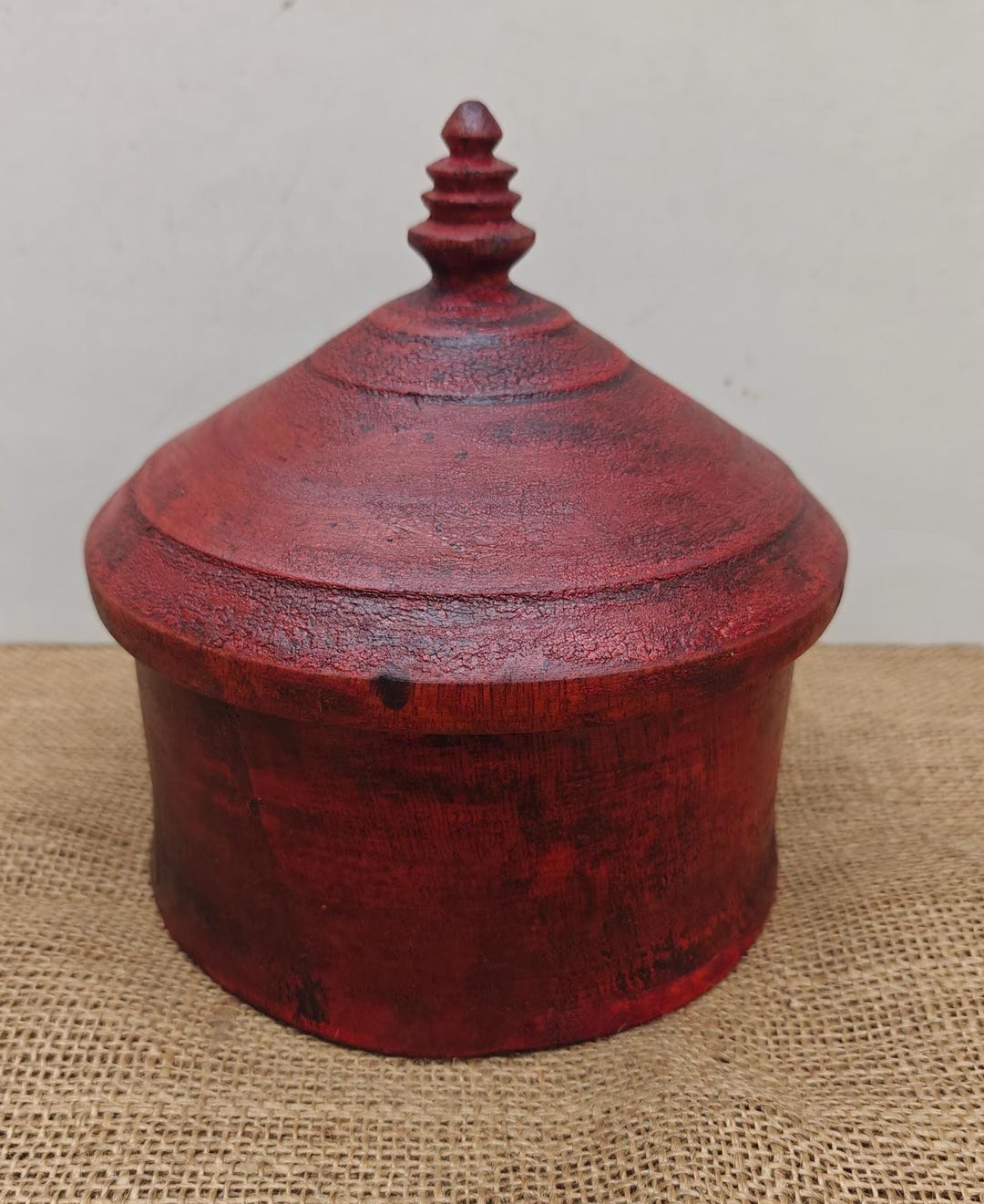 Vintage Indian Tikka Box: Hand-painted Wood Bindi Powder Box - Etsy