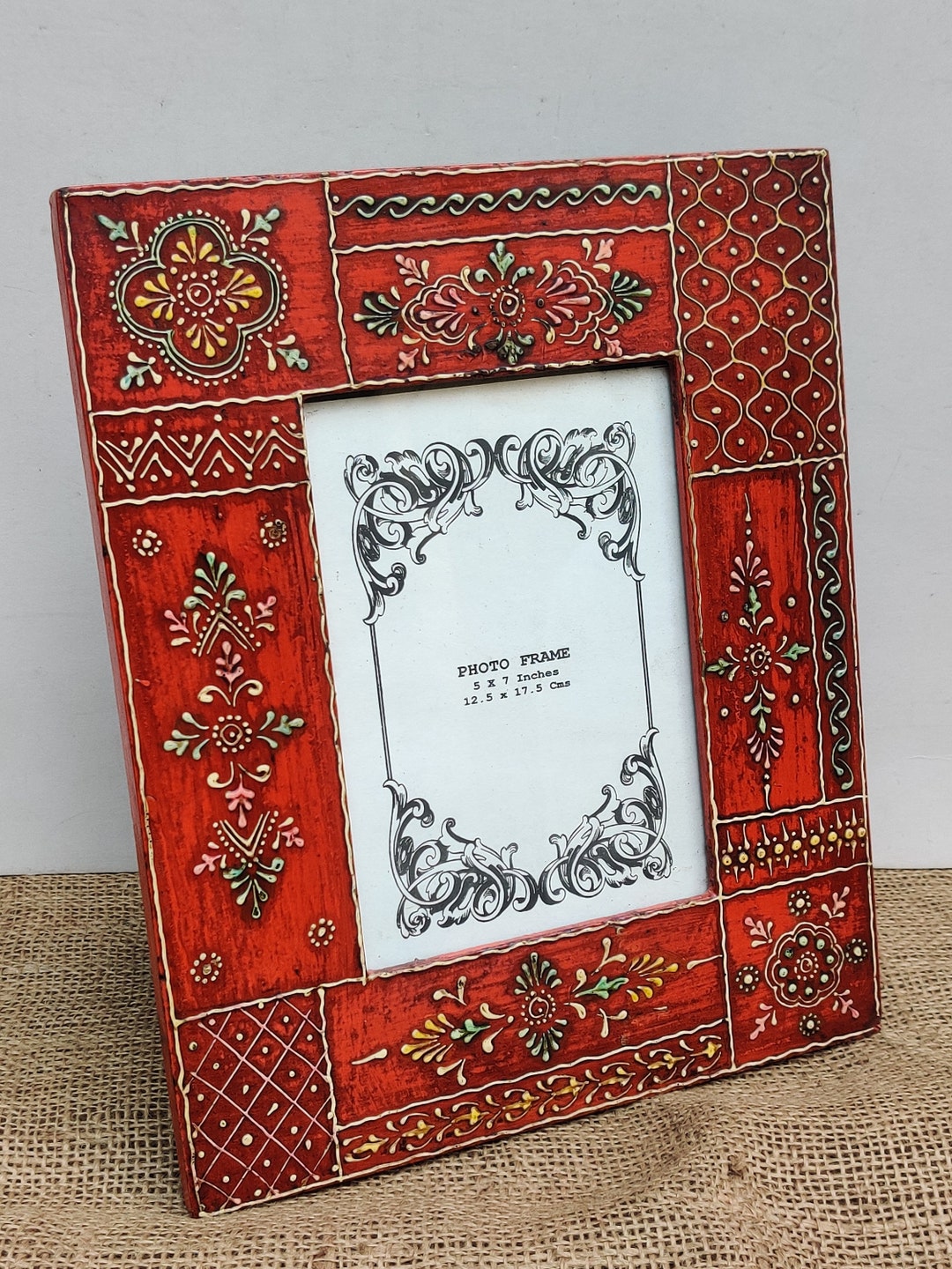 Wood Photo Frame Handmade Frame Hand Painted Frame Indian Decor Indian ...