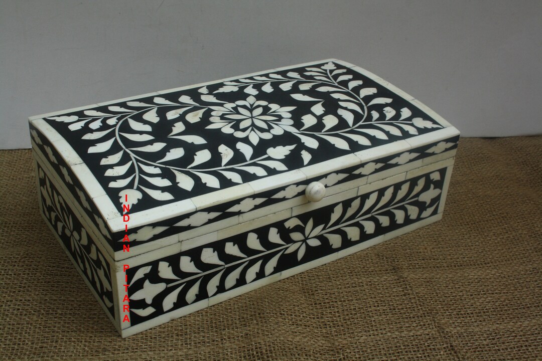 Bone Inlay Box in Wood Floral Box Table Decor White Color Box - Etsy
