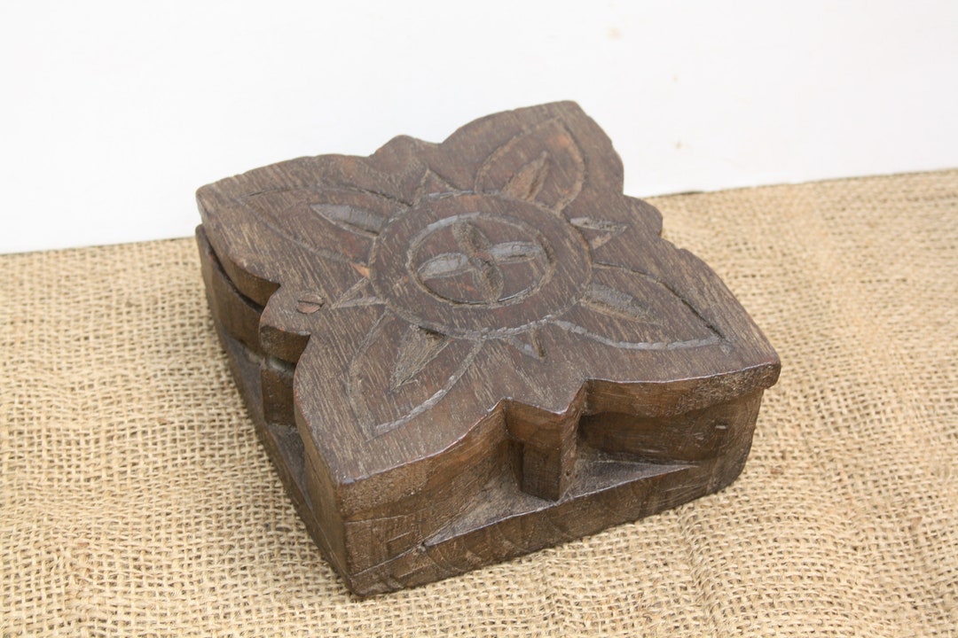 Vintage Wood Indian Tikka Box Bindi Powder Box Kum Kum Box Box With Lid ...