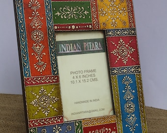 Wood Photo Frame Handmade Frame Hand Painted Frame Indian Decor Indian ...