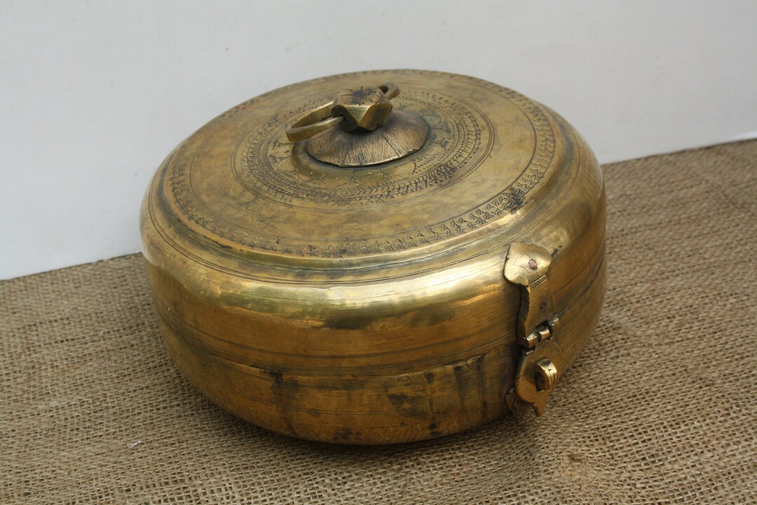 Vintage Brass Chapatti Box Oxidized Decorative Metal Tableware ...