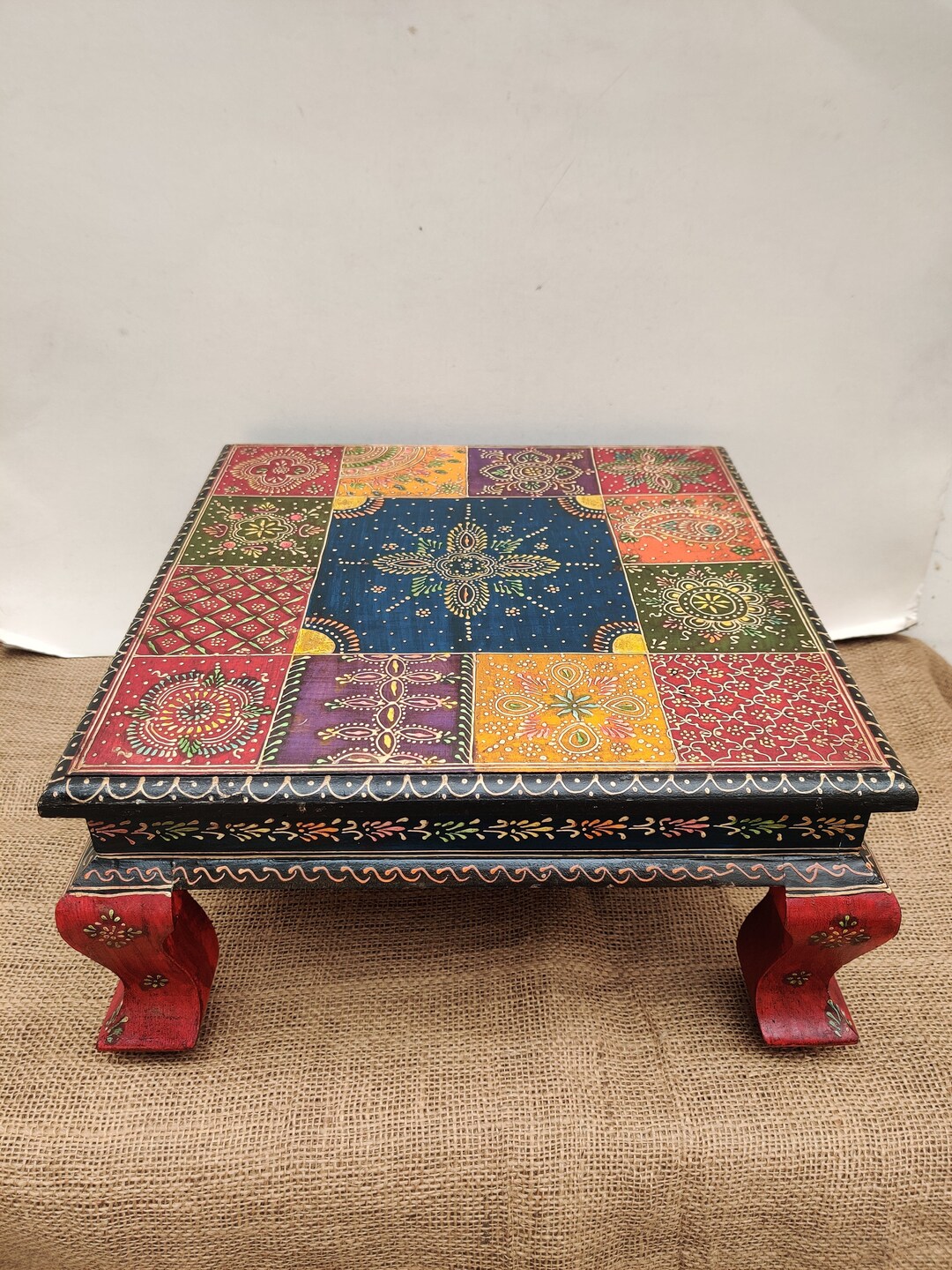 Painted Table Painted Foot Stool Wood Table Indian Handmade Table ...