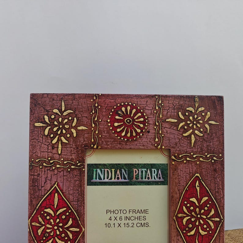 Hand Painted Wooden Photo Frame 4x6 Boho Ethnic Decor Desk Wall Art - Etsy