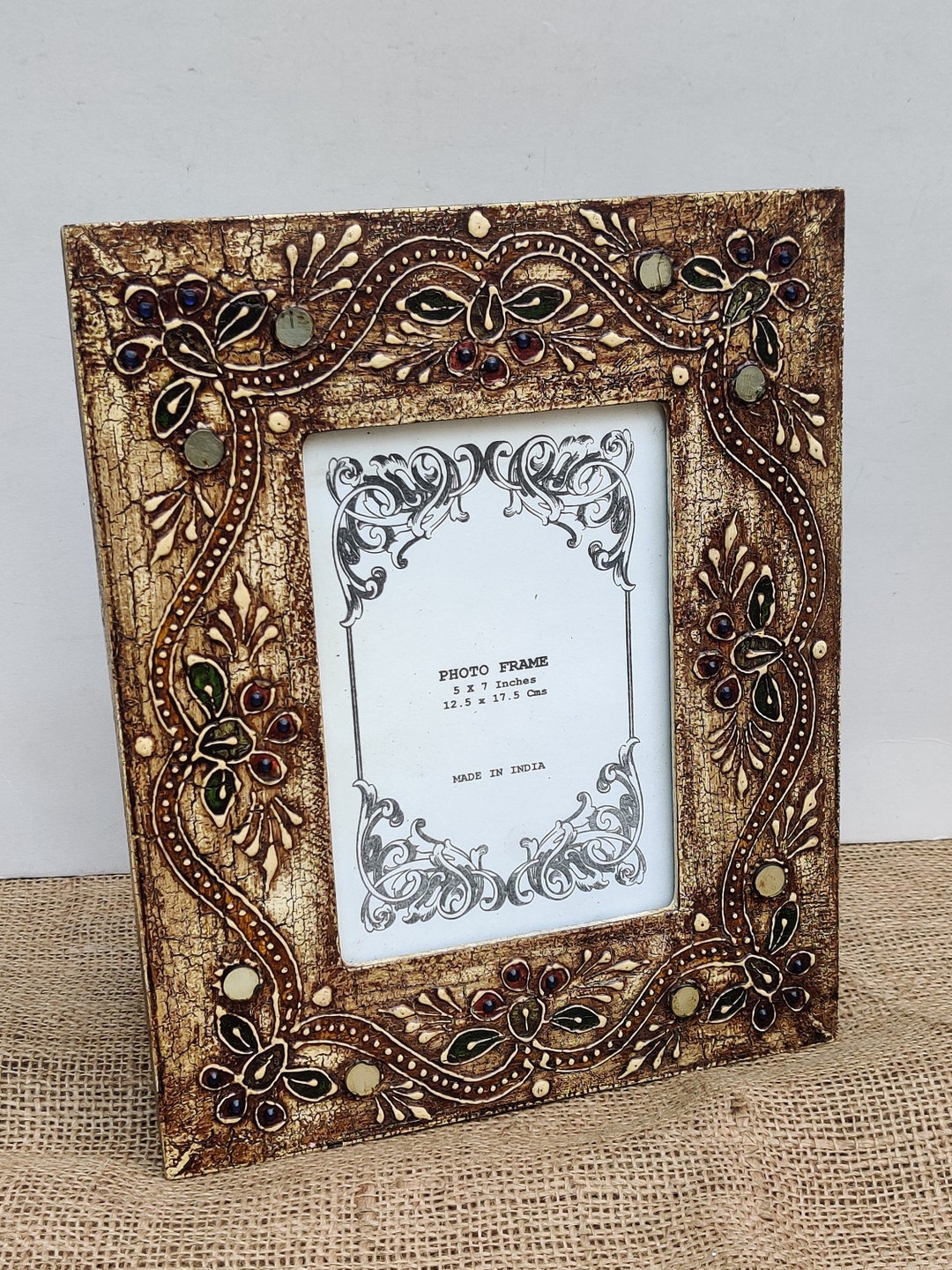 Wood Photo Frame Handmade Frame Hand Painted Frame Indian Decor Indian ...