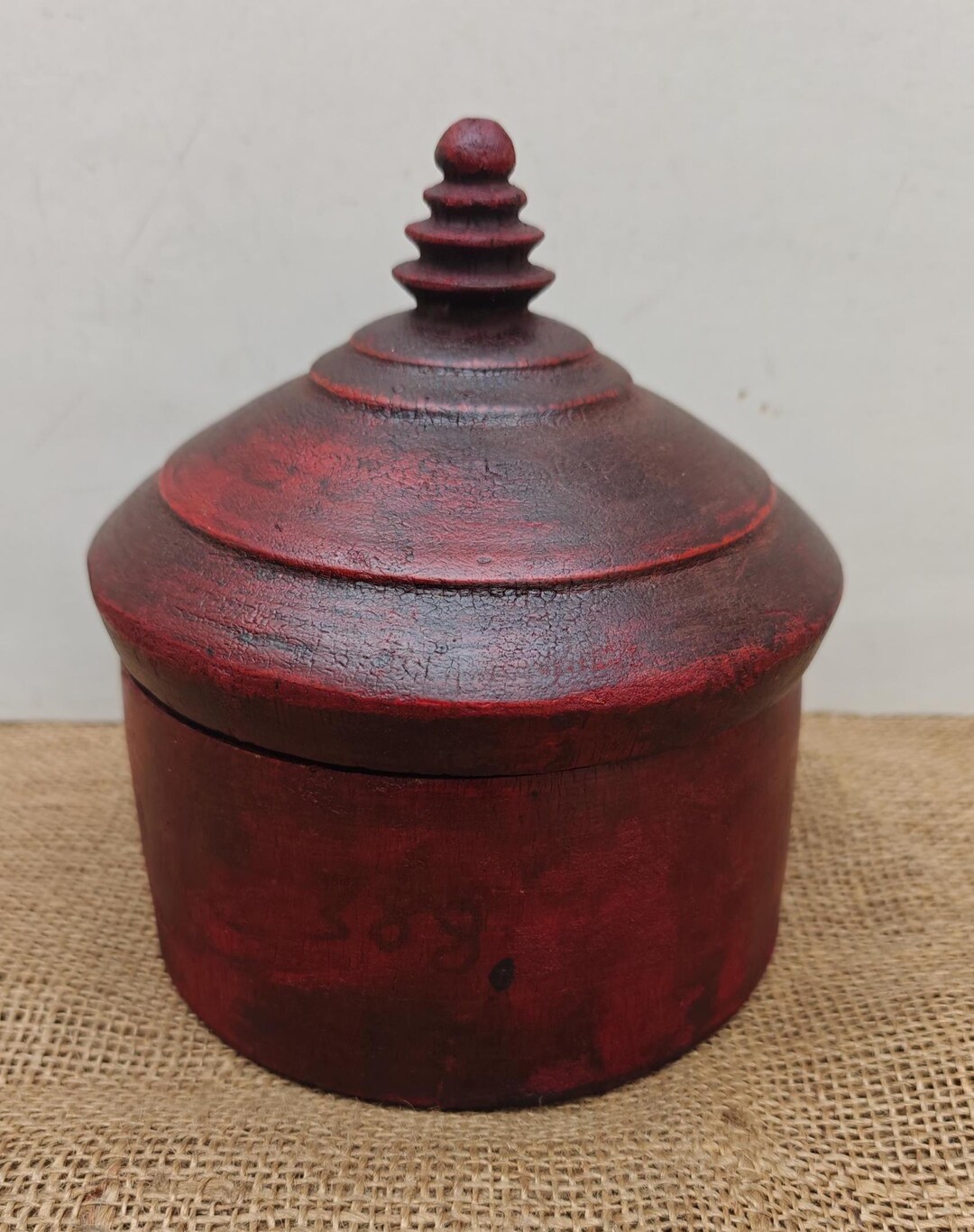 Vintage Wood Tikka Box: Indian Bindi Powder Box, Patina Finish - Etsy