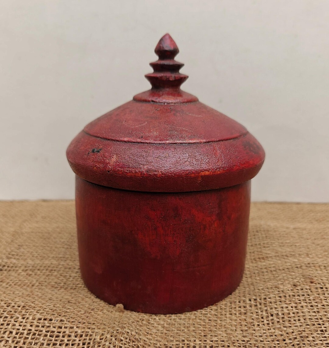 Vintage Wood Indian Tikka Box Bindi Powder Box Kum Kum Box Box With Lid ...