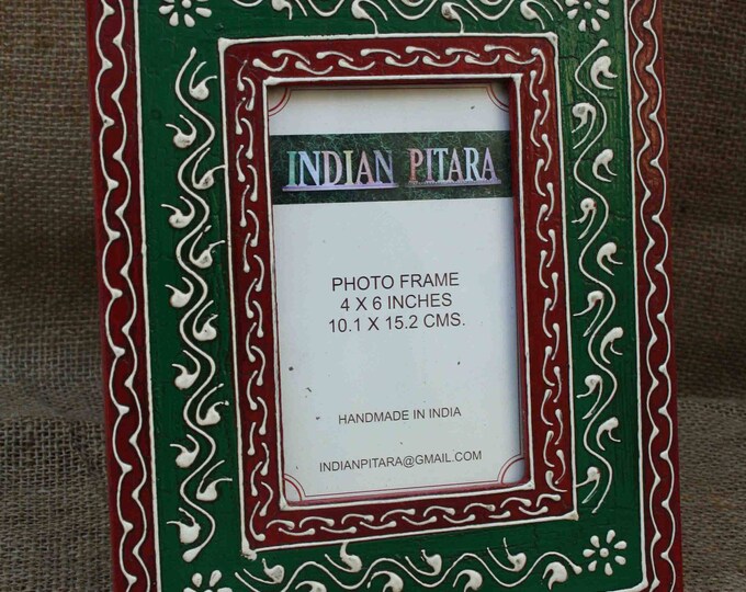 Wood Photo Frame Handmade Frame Hand Painted Frame Indian Decor Indian ...