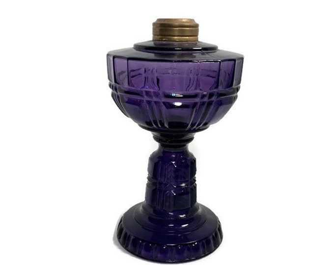 Oil Lamp, Amethyst, Purple, Irradiated, Early 1900's, Genuine Pressed ...