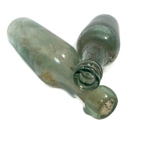 Torpedo Soda Bottles Vintage Aqua Blue Glass Cork Top Crown Top Antique ...