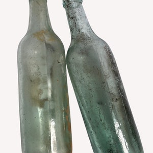 Torpedo Soda Bottles Vintage Aqua Blue Glass Cork Top Crown Top Antique ...