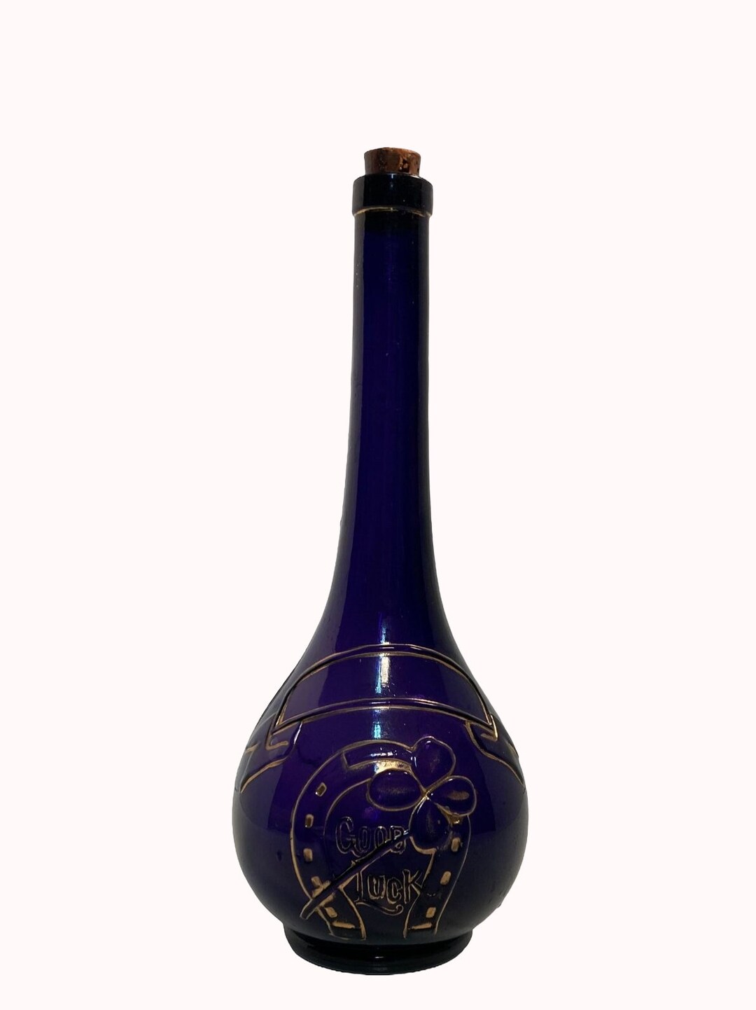 Vintage Purple Glass GOOD LUCK BOTTLE Embossed Amethys Purple Home ...