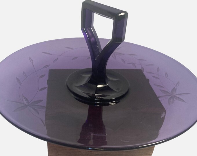 Purple Glass Amethyst Purple Pressed Glass Platter Torte Plate Serving ...