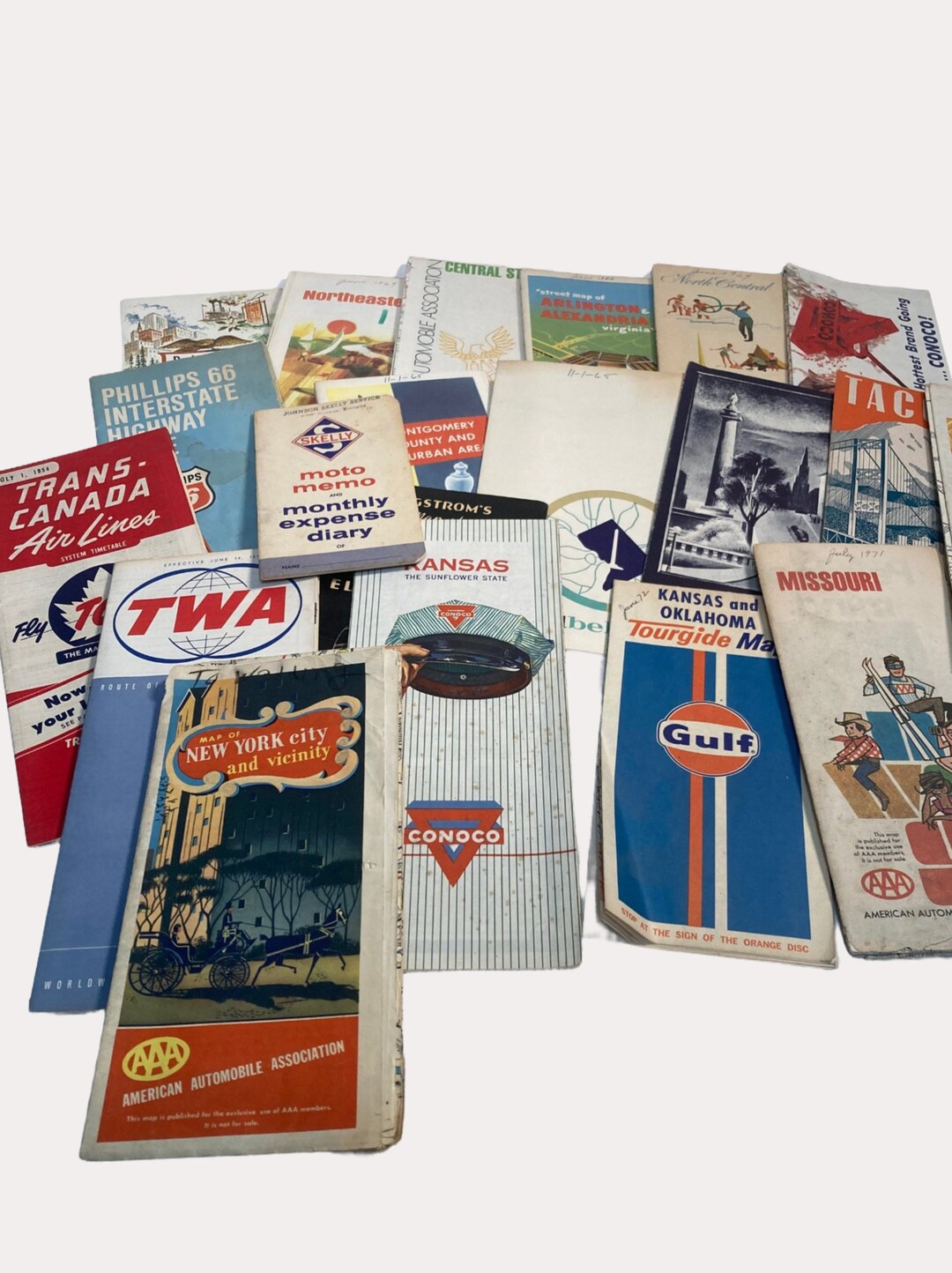 Vintage Maps Atlas Road Trip Foldable Antique Ephemera Travel Guides ...
