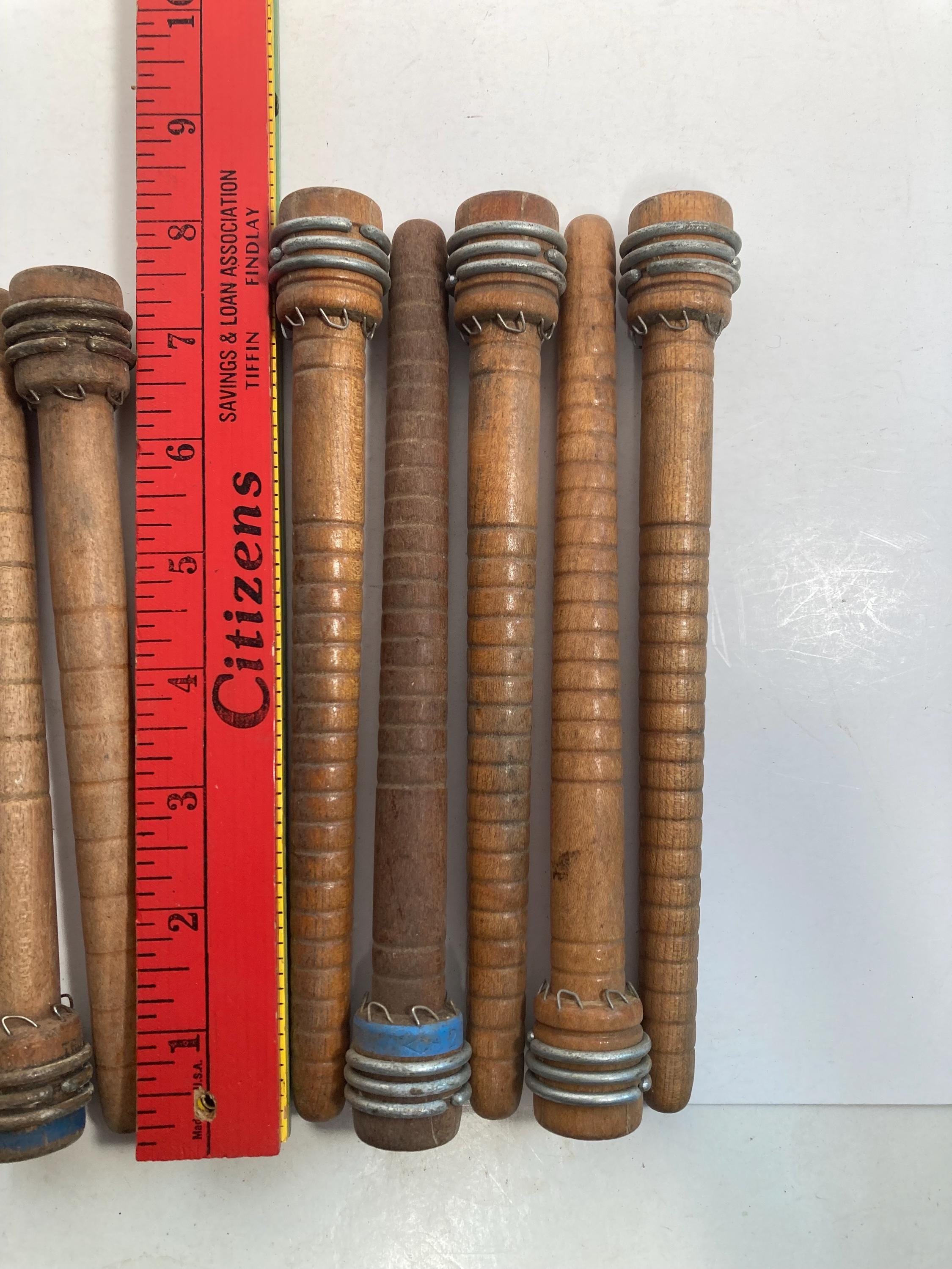 Wood Bobbins Spools Industrial Style, 7 3/8