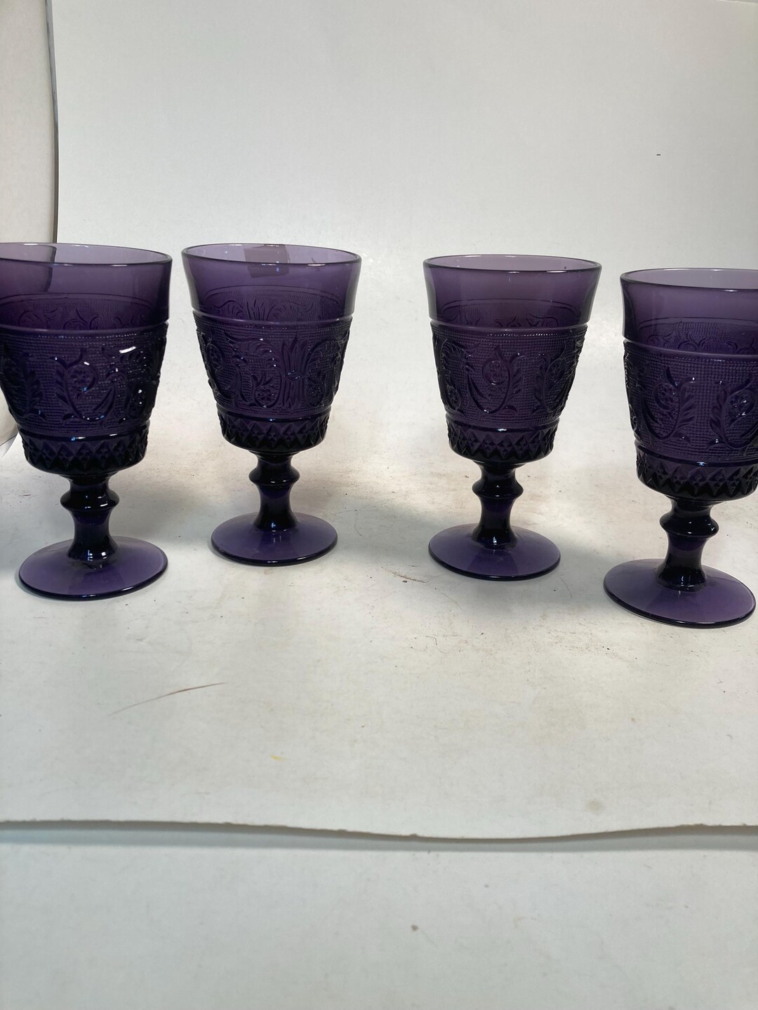 Vintage Purple Glass Stemware, Wine Antique, IRRADIATED, Purple Set of ...