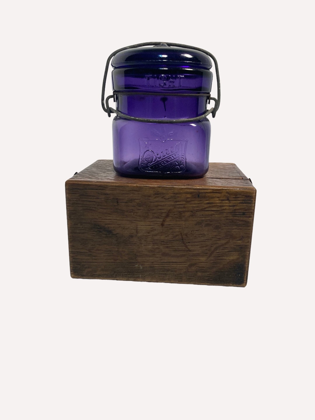 Purple Glass SMALLEY QUEEN Wide Mouth Half PINT Fruit Jar Half Pint ...