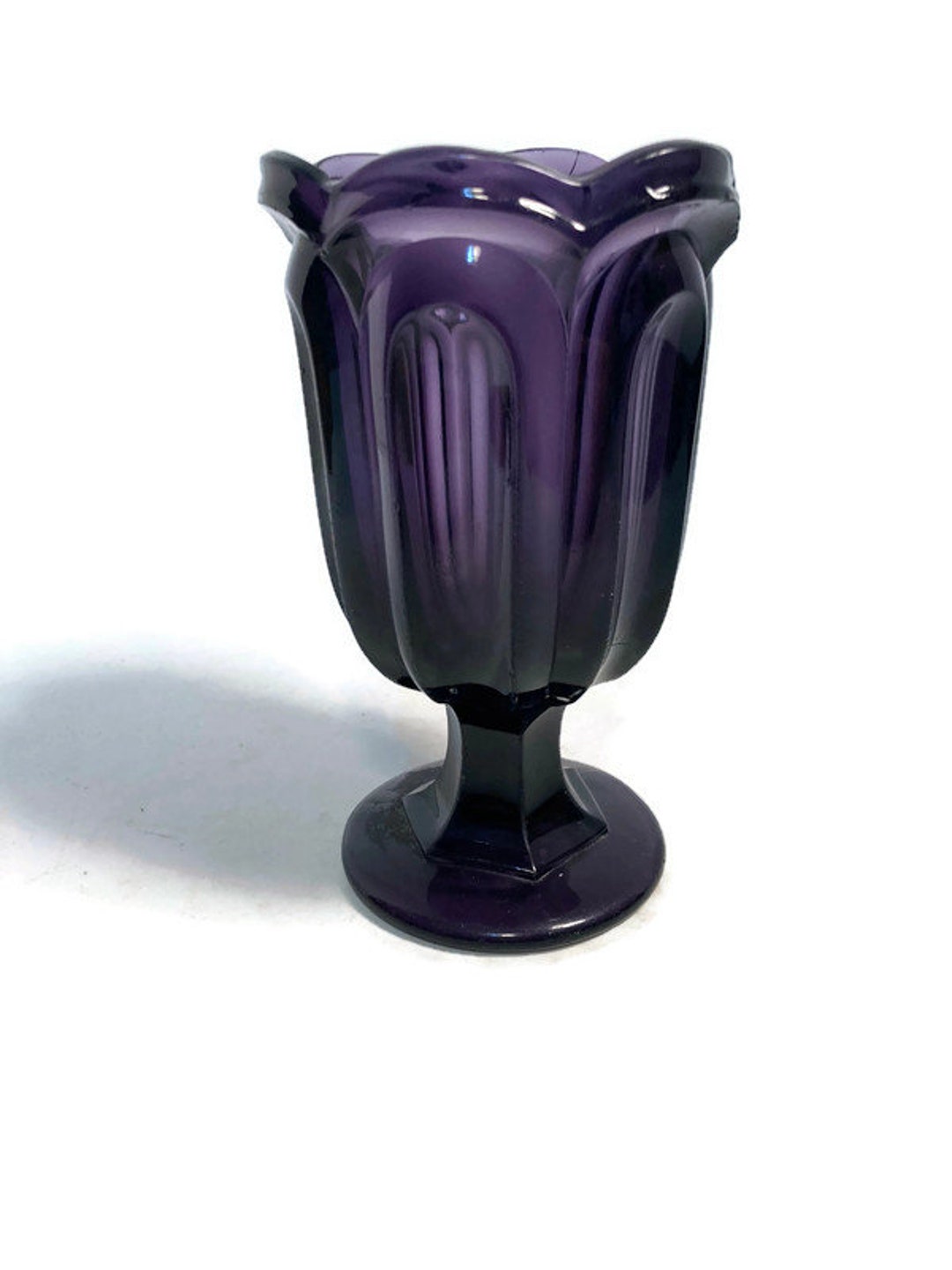 Purple Glass Compote Candy Dish Pedestal Bowl Centerpiece Purple ...