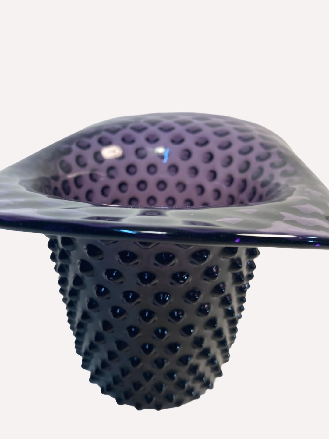 Large Irradiated Amethyst Hobnail Glass Top Hat Toothpick Holder Vase ...