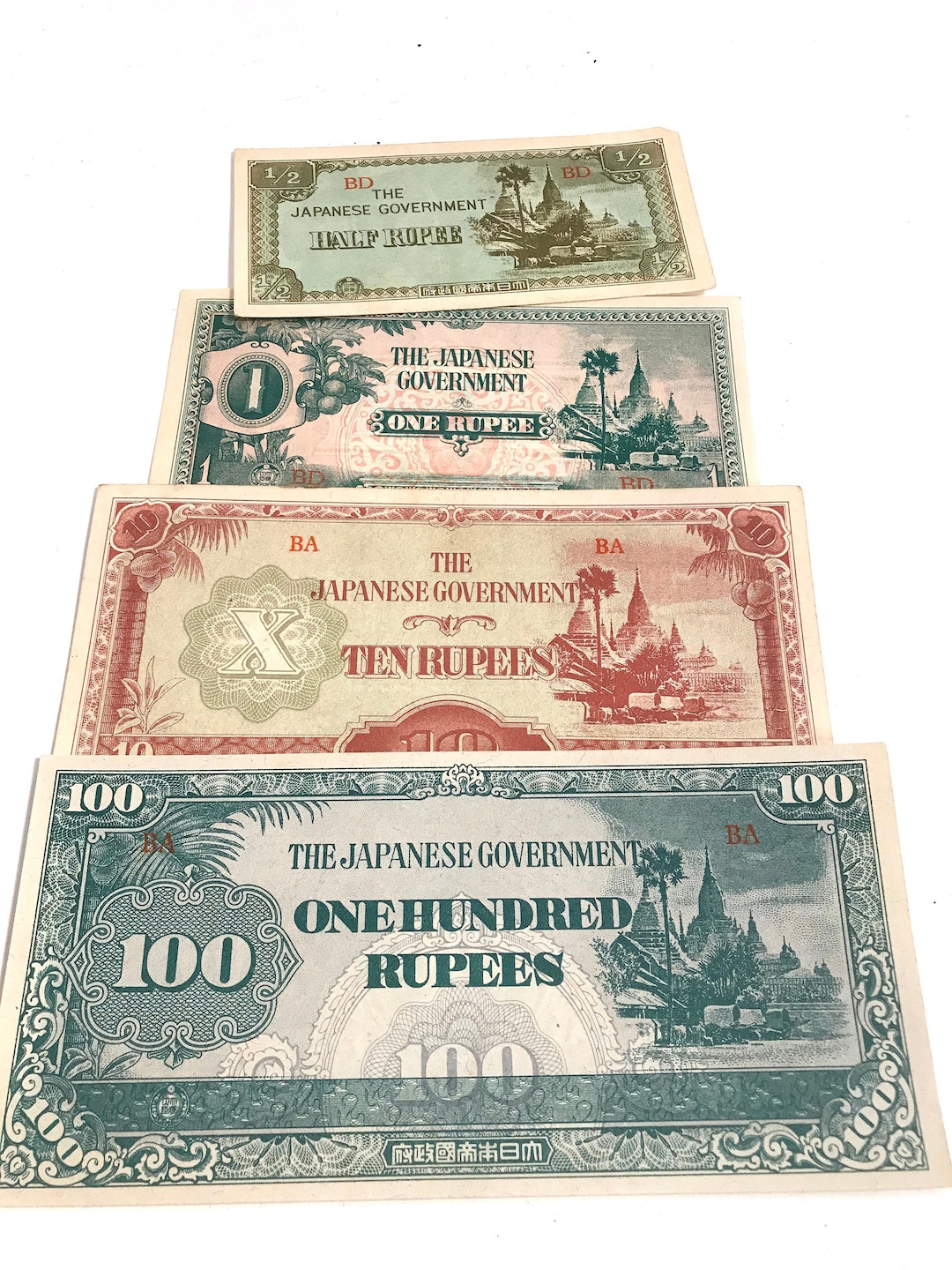 Set of 4 Japanese/burma Invasion Money, Foreign Currency Collectible ...