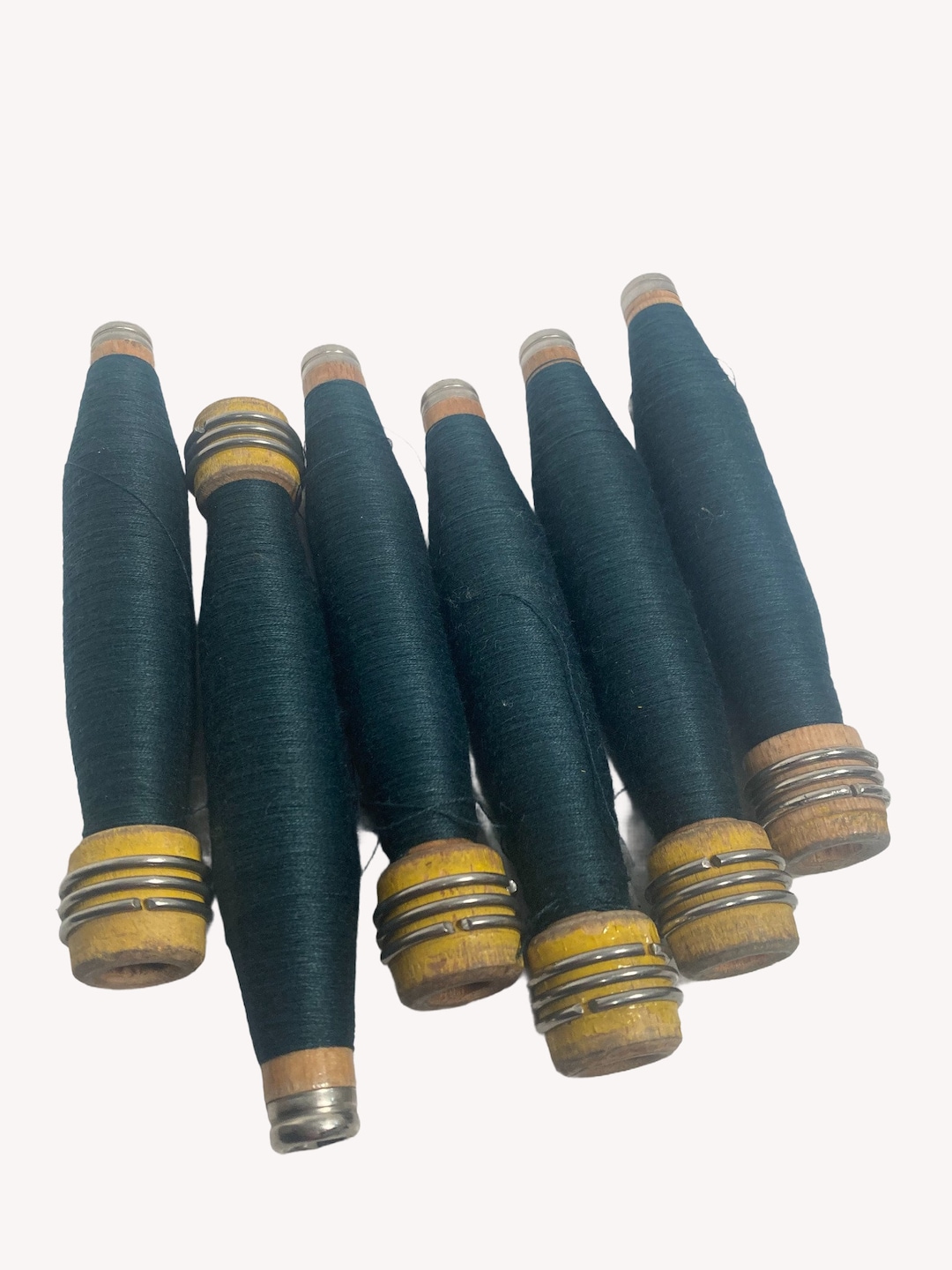 Wrapped Wood Quills, Bobbins, Wrapped Spools, Wooden Threaded, Textile ...