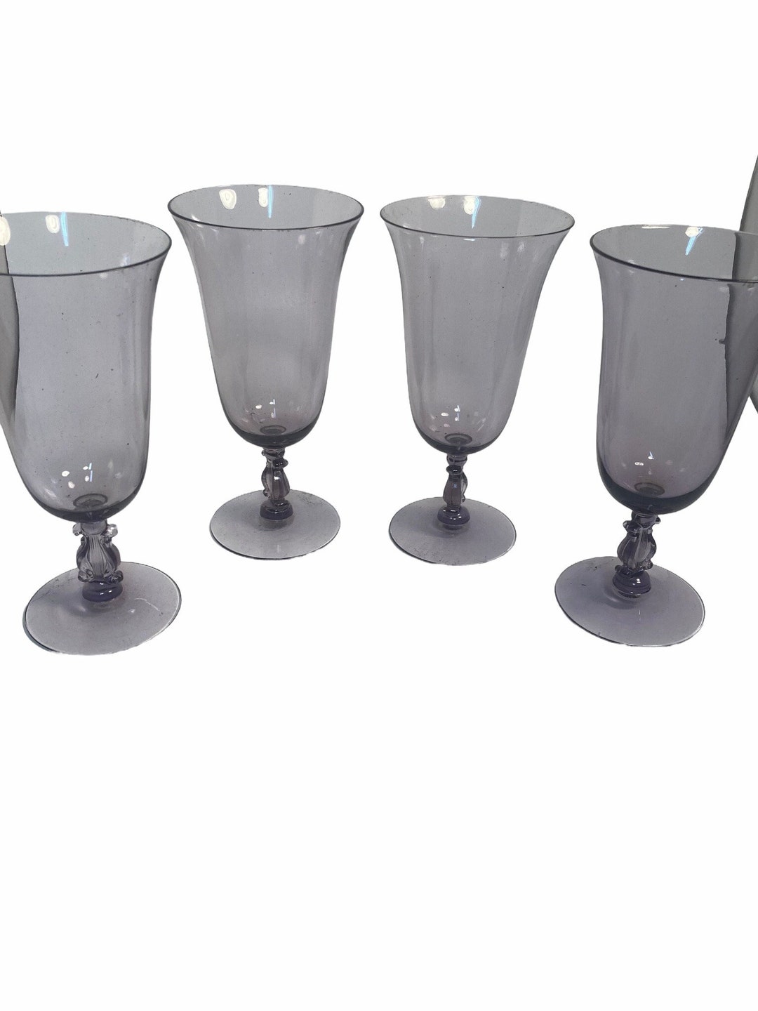 Vintage Purple Glass Stemware Wine Antique Amethyst Purple Set of 4 ...