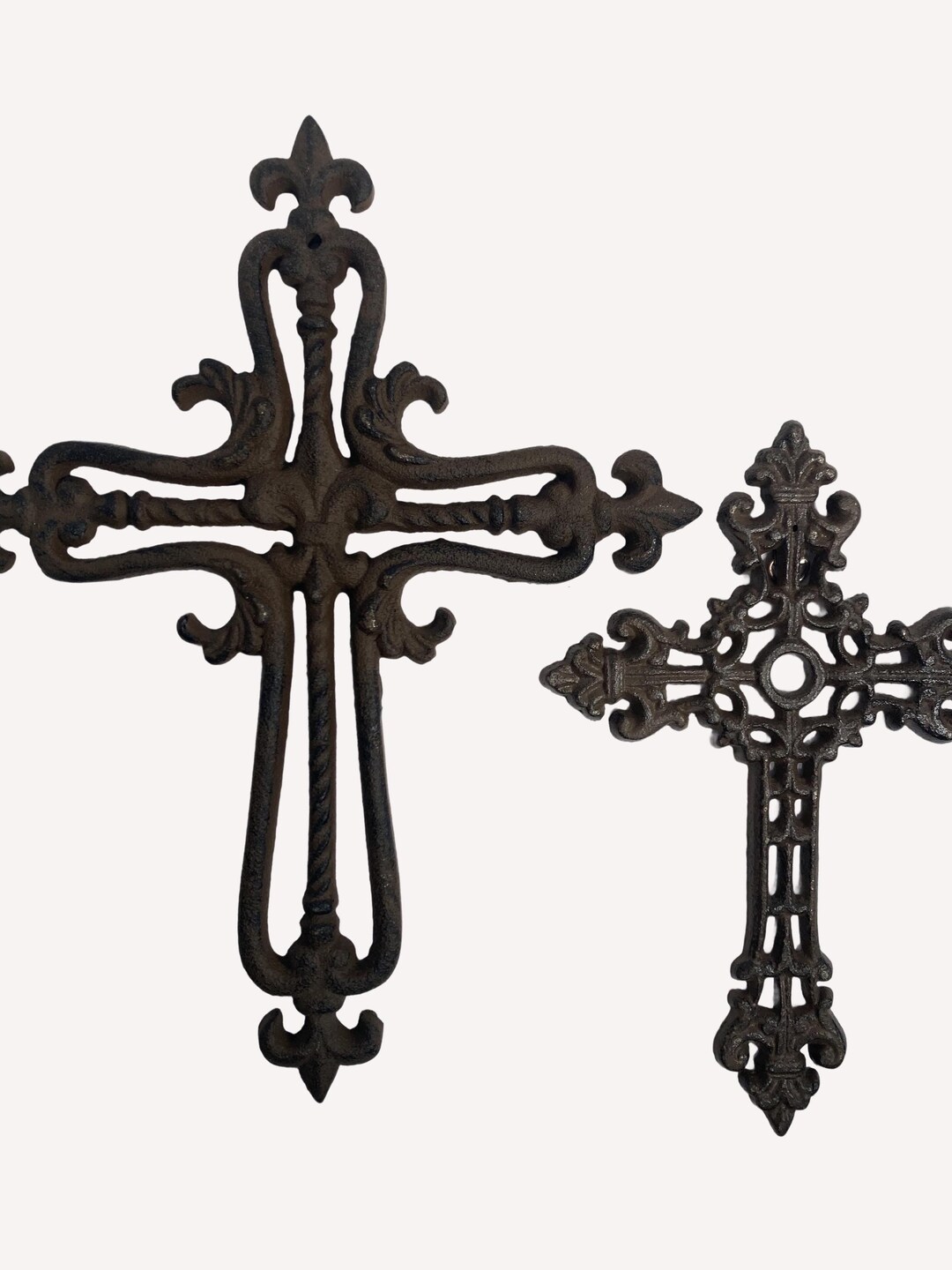 Cross, Crucifix, Cast Iron, Vintage Style, SET of 2 Different, Wall ...