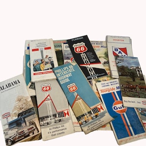 Vintage Maps Atlas Road Trip Foldable Antique Ephemera Travel Guides ...