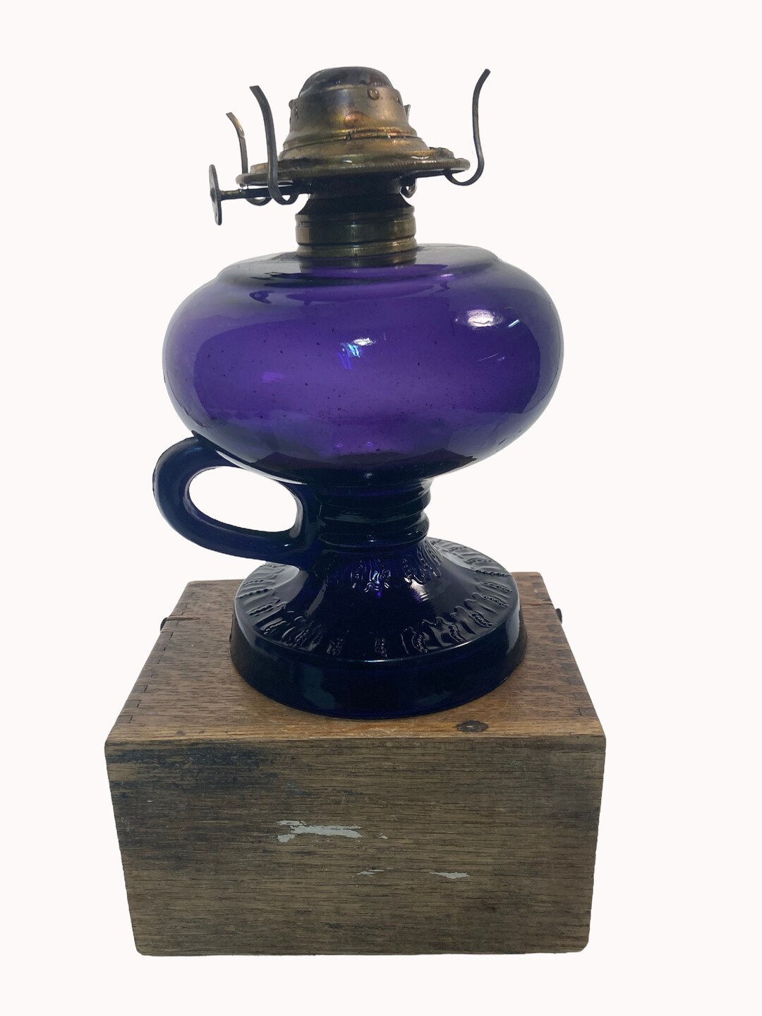 Oil Lamp, Finger Lamp With Handle, Finger, Irradiated, Purple, Early ...