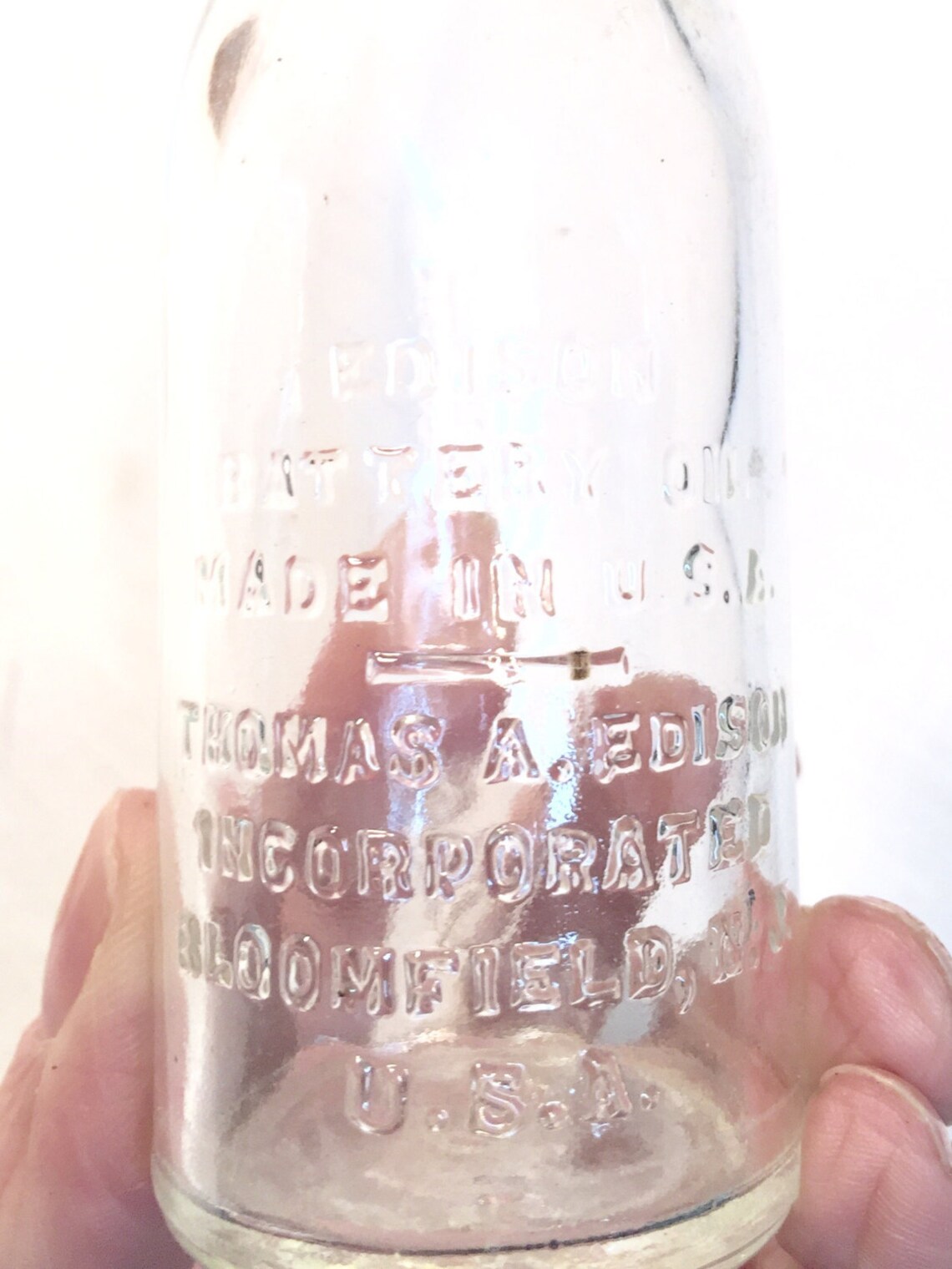 Thomas A. Edison Battery Oil Bottle Pair, Made in USA in Bloomfield NJ ...