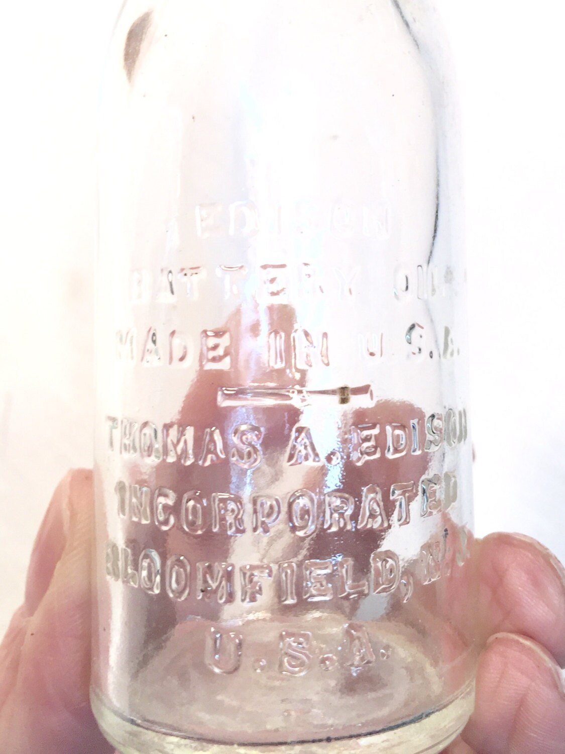 Thomas A. Edison Battery Oil Bottle Pair, Made in USA in Bloomfield NJ ...