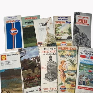 Vintage Maps Atlas Road Trip Foldable Antique Ephemera Travel Guides ...