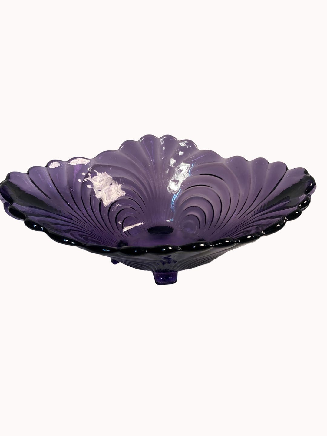 Purple Glass BOWL, Footed, Candy Dish Trinket Bowl Purple Amethyst ...